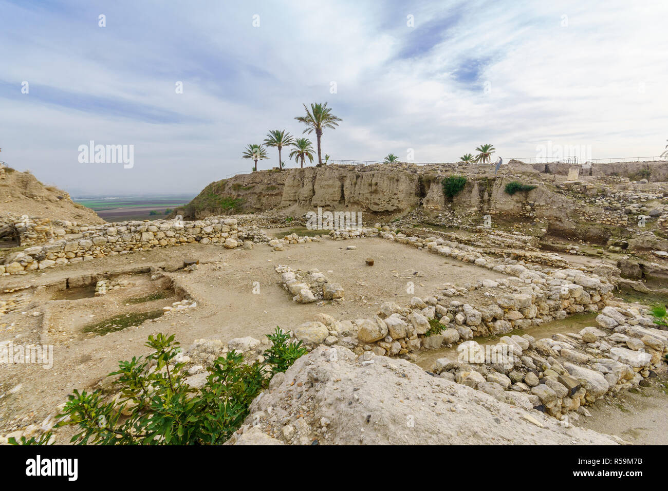 Archaeological remains in Tel Megiddo National Park. Northern Israel ...