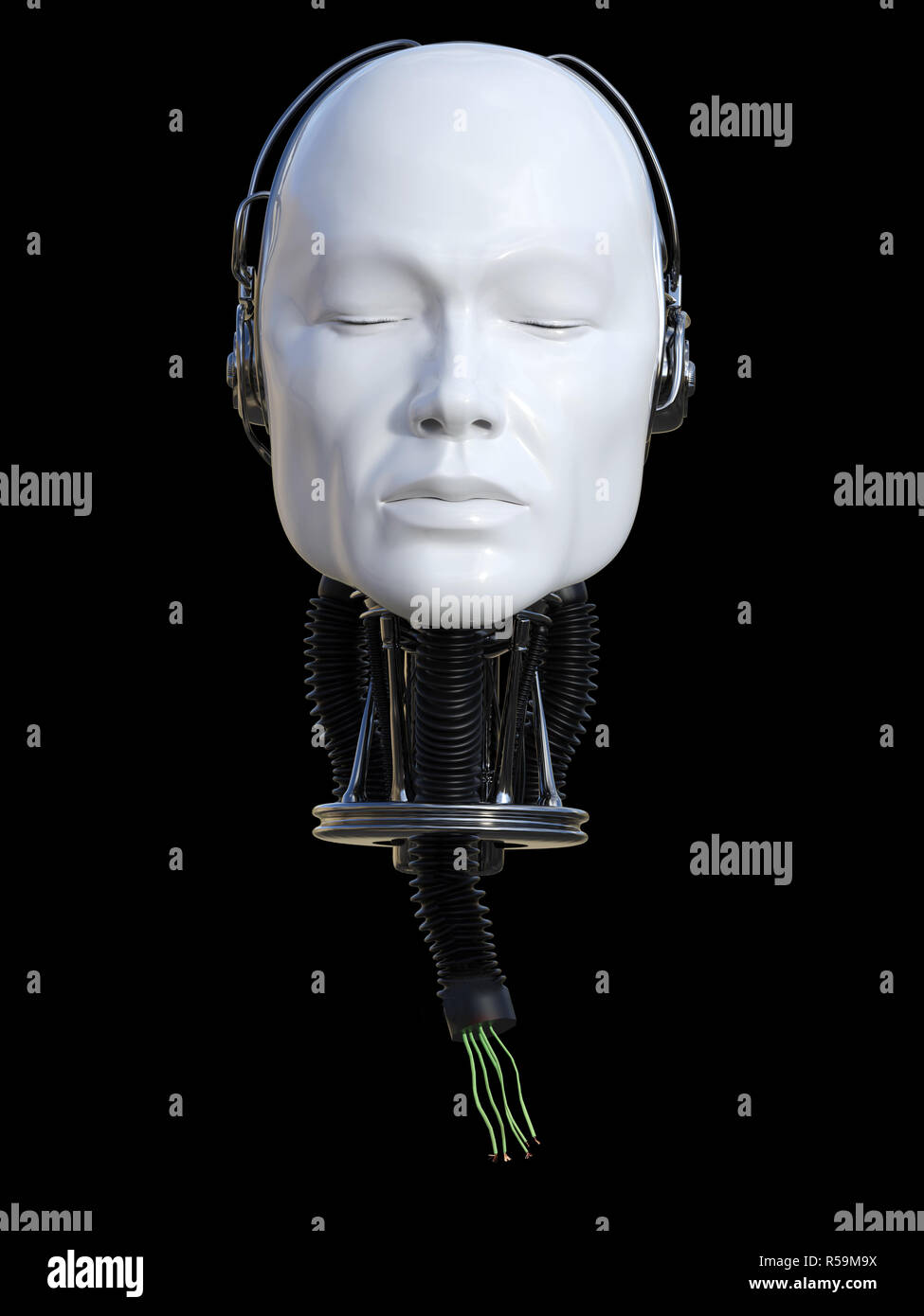 3D rendering of male robotic head Stock Photo - Alamy