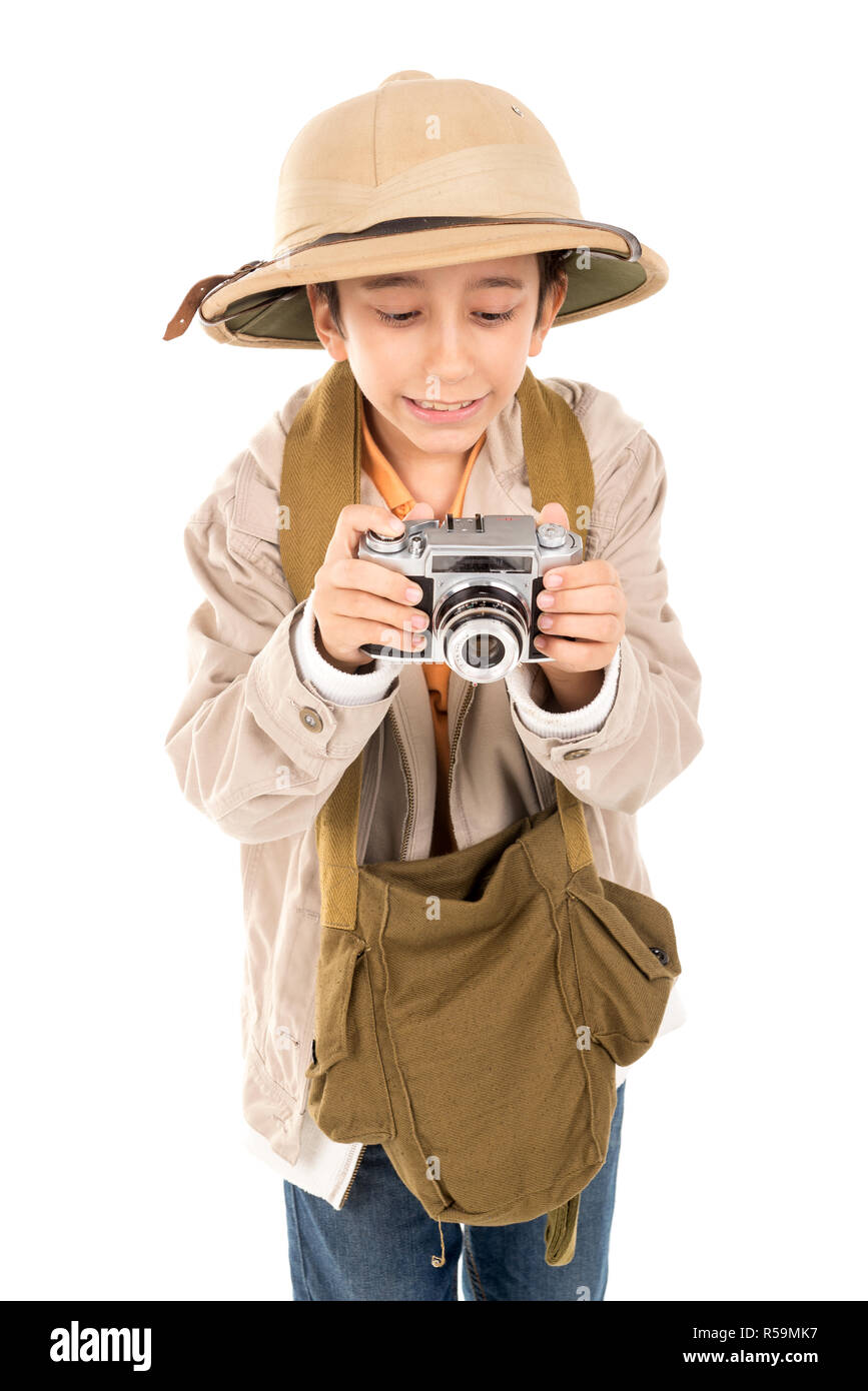 Boy in safari clothes Stock Photo - Alamy