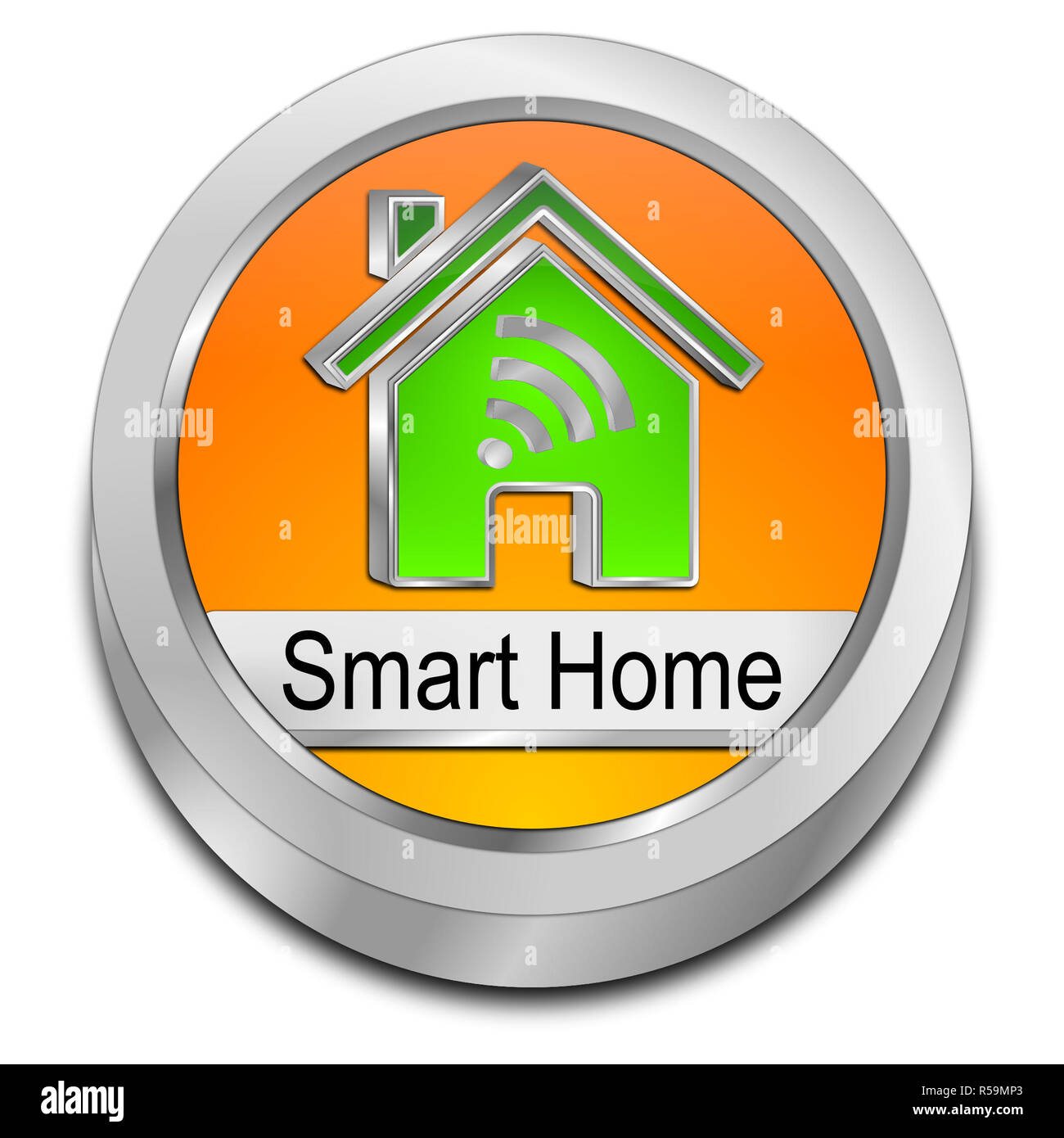 orange Smart Home Button - 3D illustration Stock Photo - Alamy