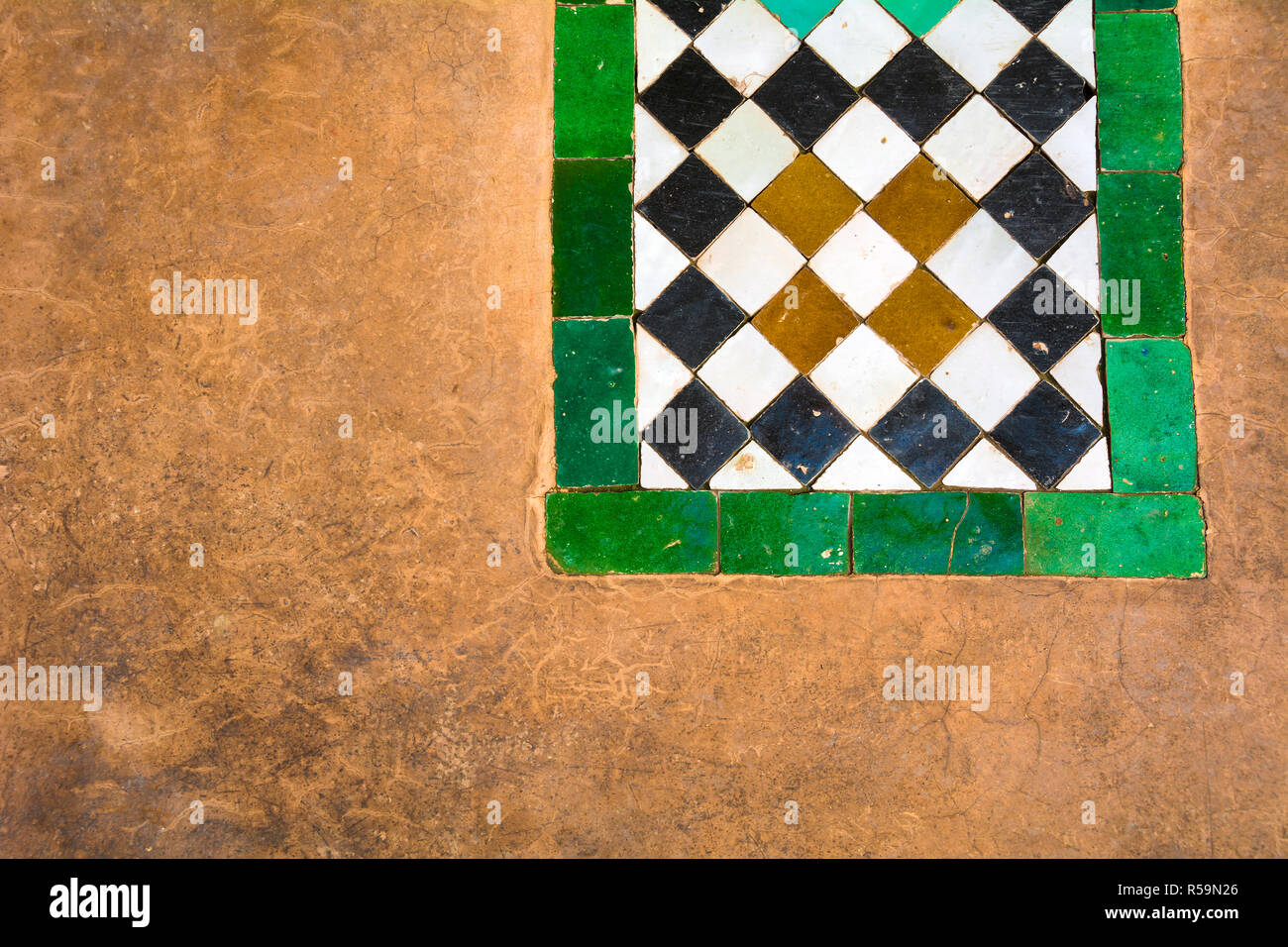 Moroccan ceramic tiles and plaster background in Marrakesh Stock Photo ...