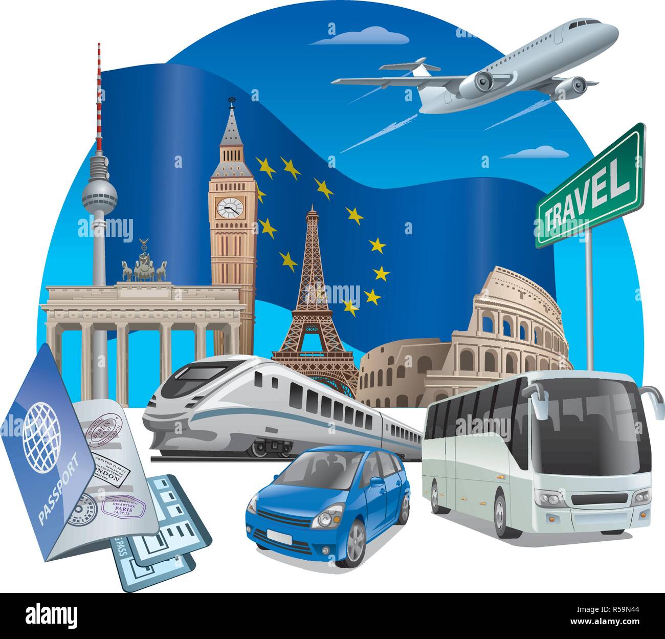 Eu travel pass train flag hi-res stock photography and images - Alamy