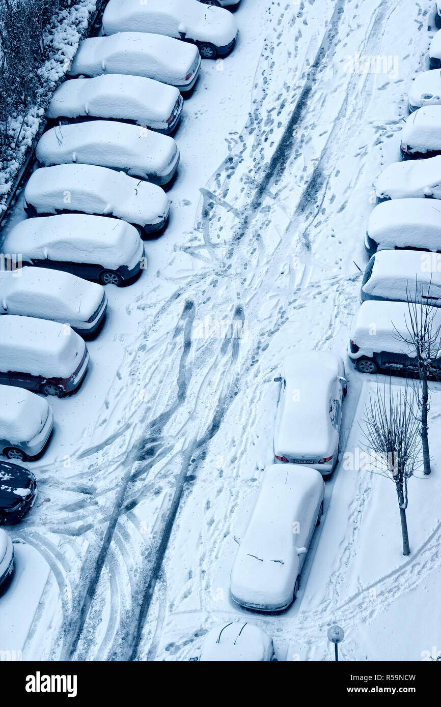 snow covered street Stock Photo - Alamy