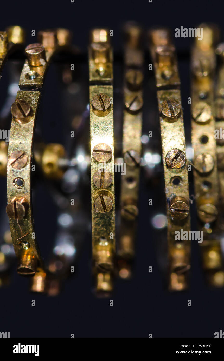 Watch Parts: Close Look at Row of Vintage Metallic Balance Wheels Stock ...