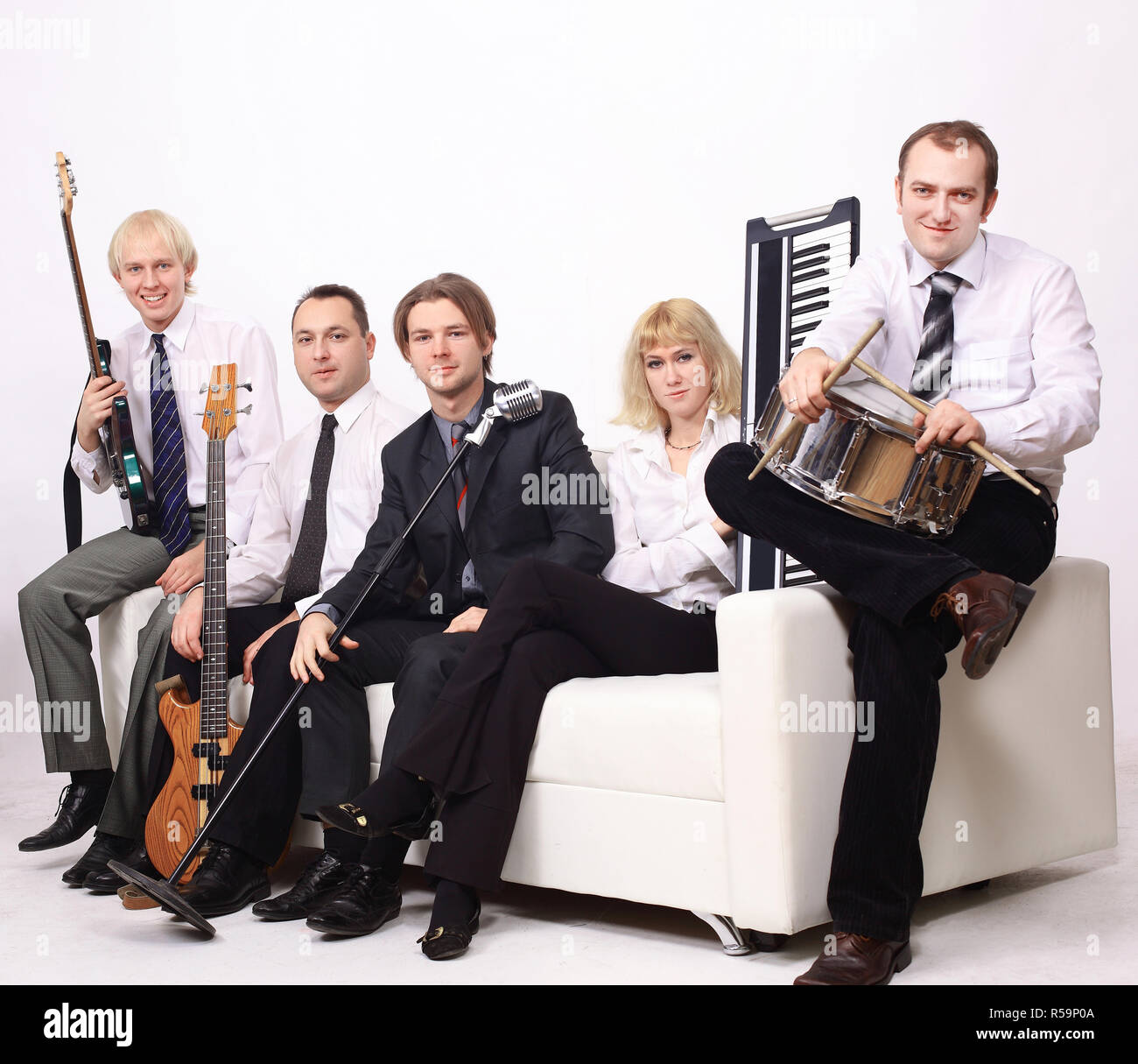 stylish band with instruments.isolated on a white background Stock ...