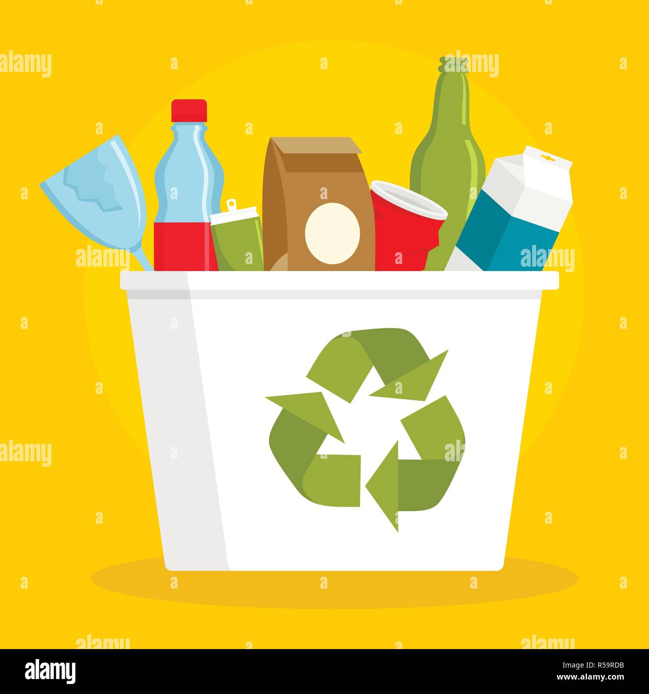 Recycle basket concept background. Flat illustration of recycle basket ...