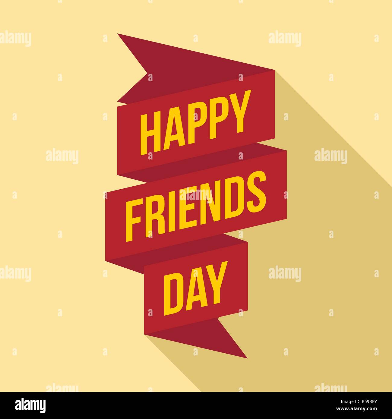 Happy friends day ribbon logo. Flat illustration of happy friends day ...