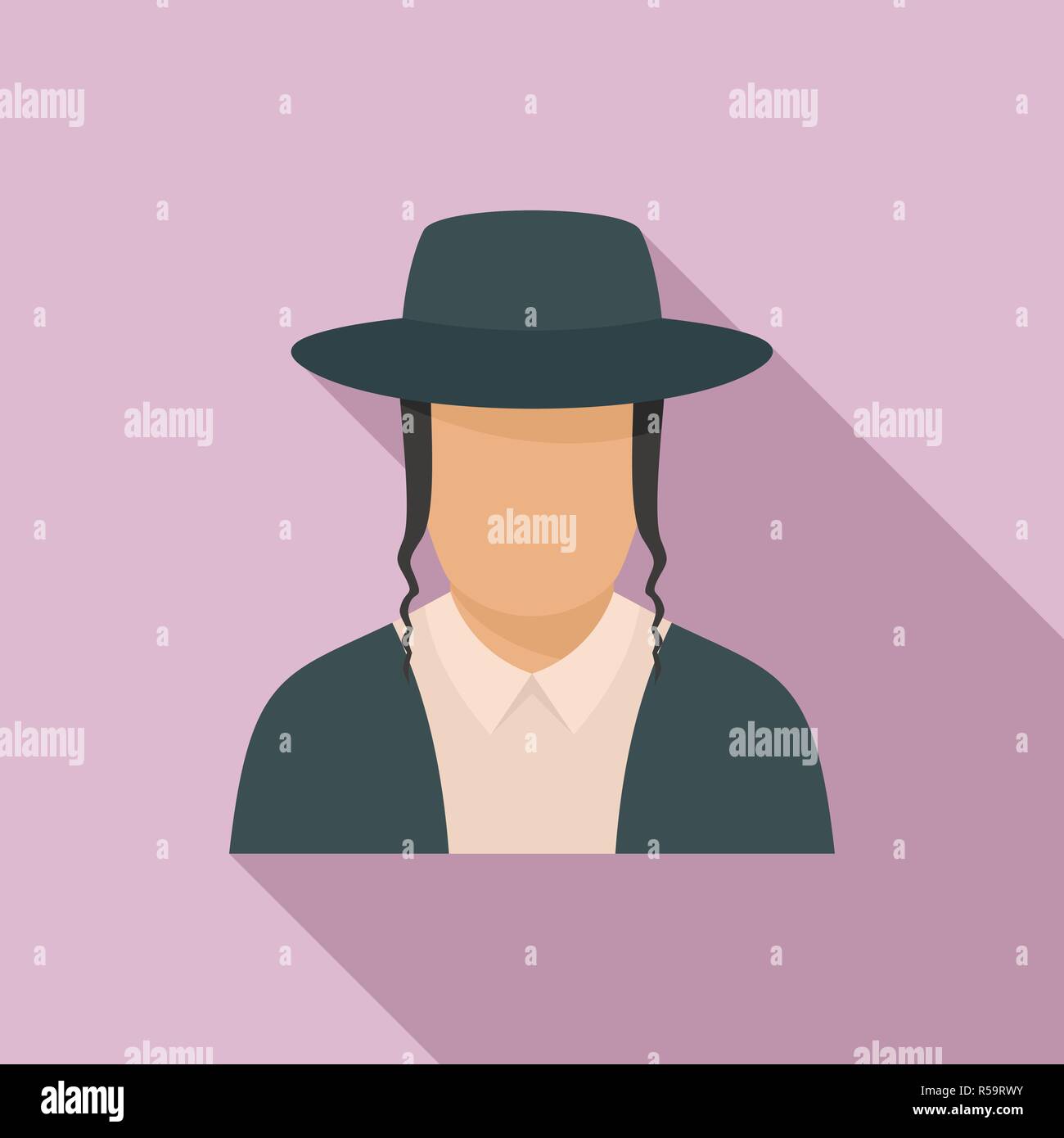 Jewish man face icon. Flat illustration of jewish man face vector icon ...