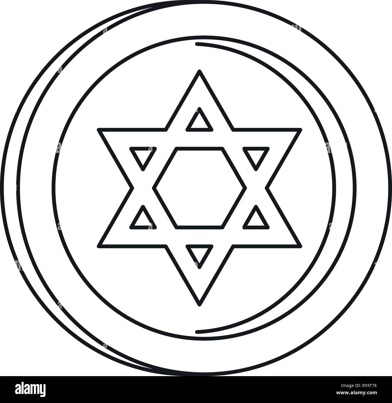 Jewish star coin icon. Outline jewish star coin vector icon for web ...