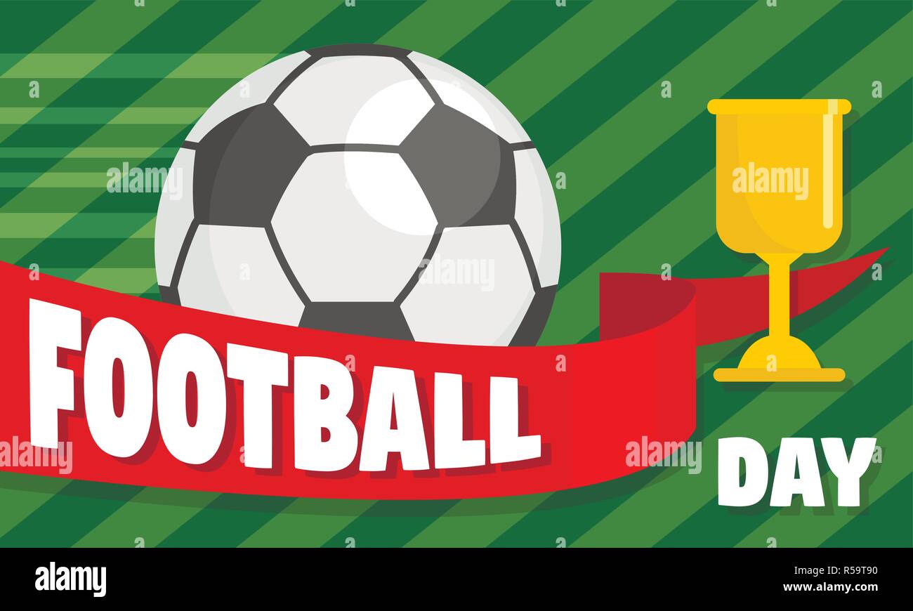 Football day concept banner. Flat illustration of football day vector ...