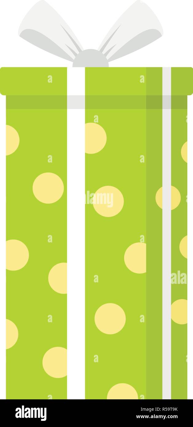 Green gift box icon. Flat illustration of green gift box vector icon ...