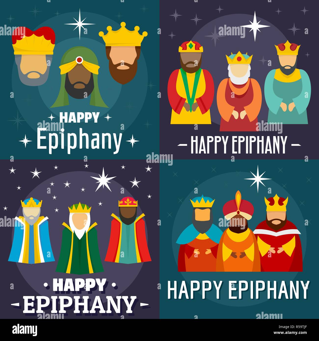 Epiphany banner set. Flat illustration of epiphany vector banner set ...