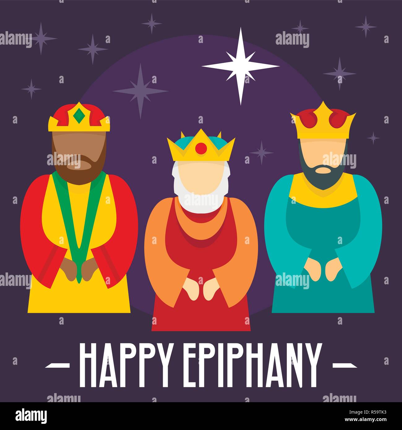Happy epiphany holiday concept background. Flat illustration of happy ... Happy epiphany holiday concept background. Flat illustration of happy ...