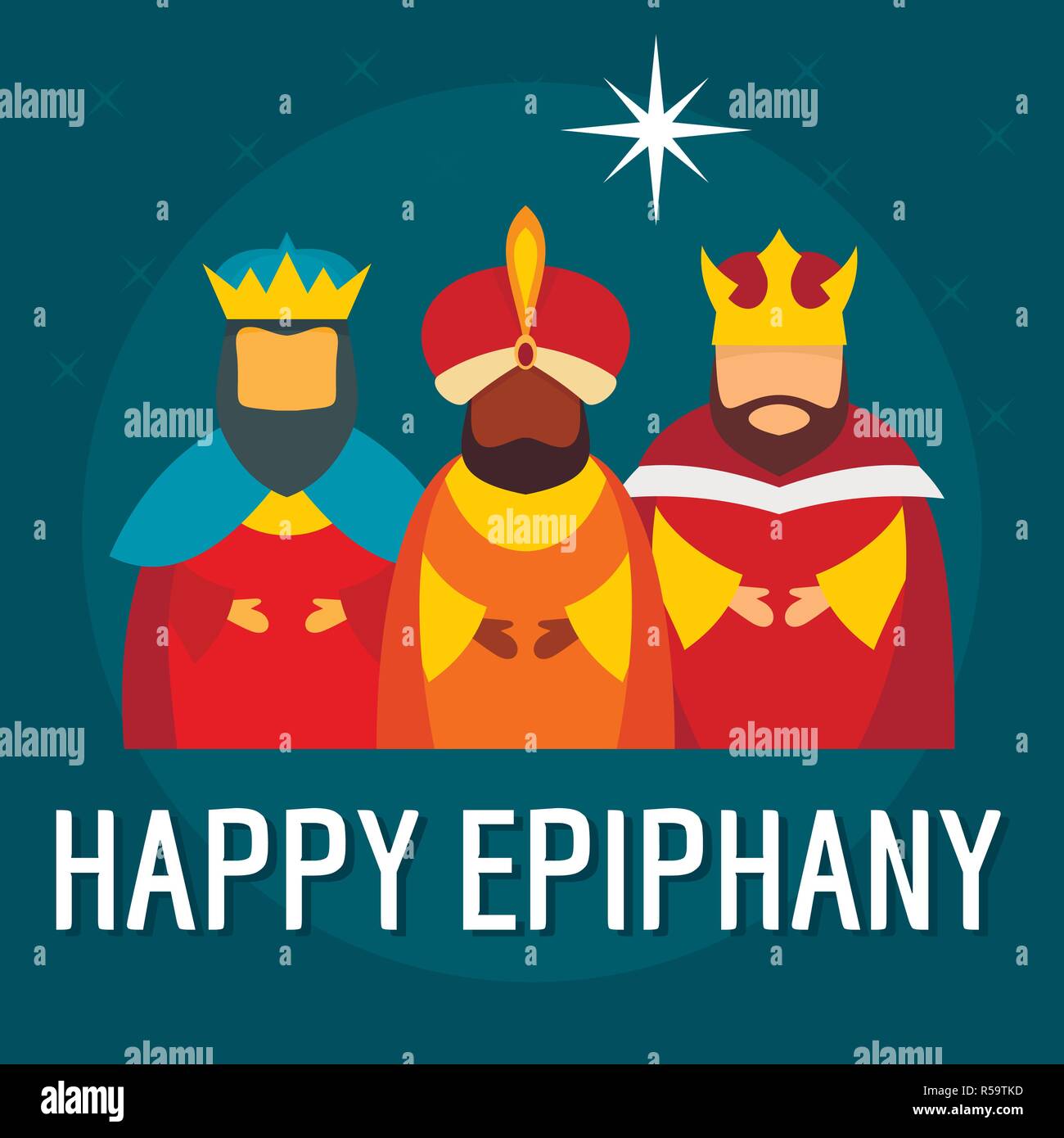 Festive happy epiphany concept background. Flat illustration of festive ...