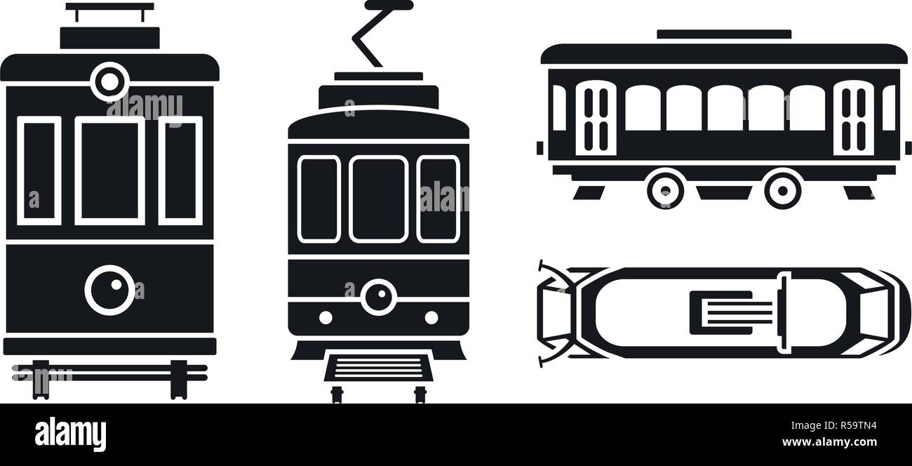 Tram car icon set. Simple set of tram car vector icons for web design ...