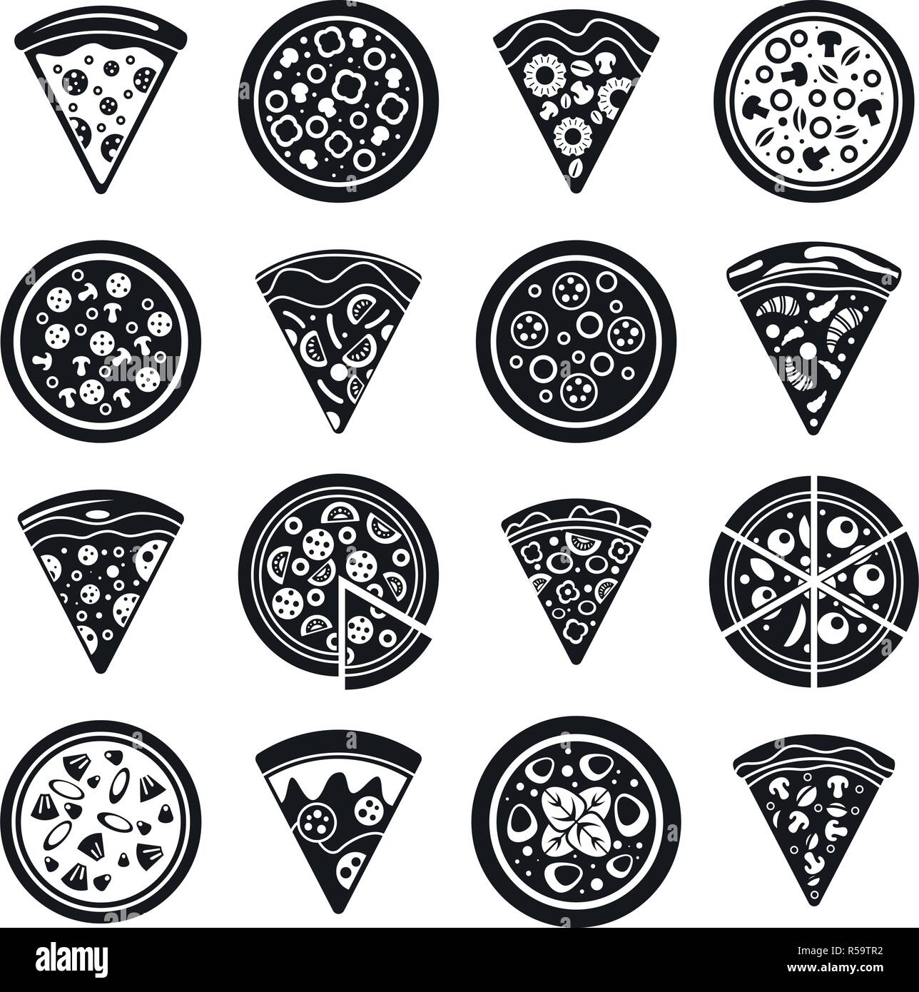 Pizza food icon set. Simple set of pizza food vector icons for web ...