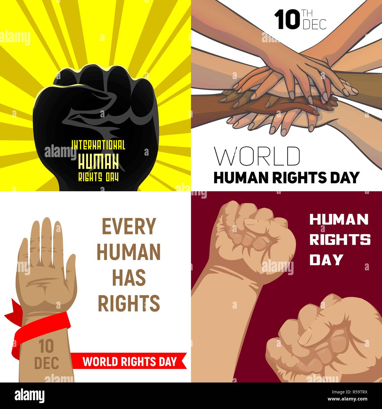 Rights day banner set. Cartoon illustration of rights day vector banner ...