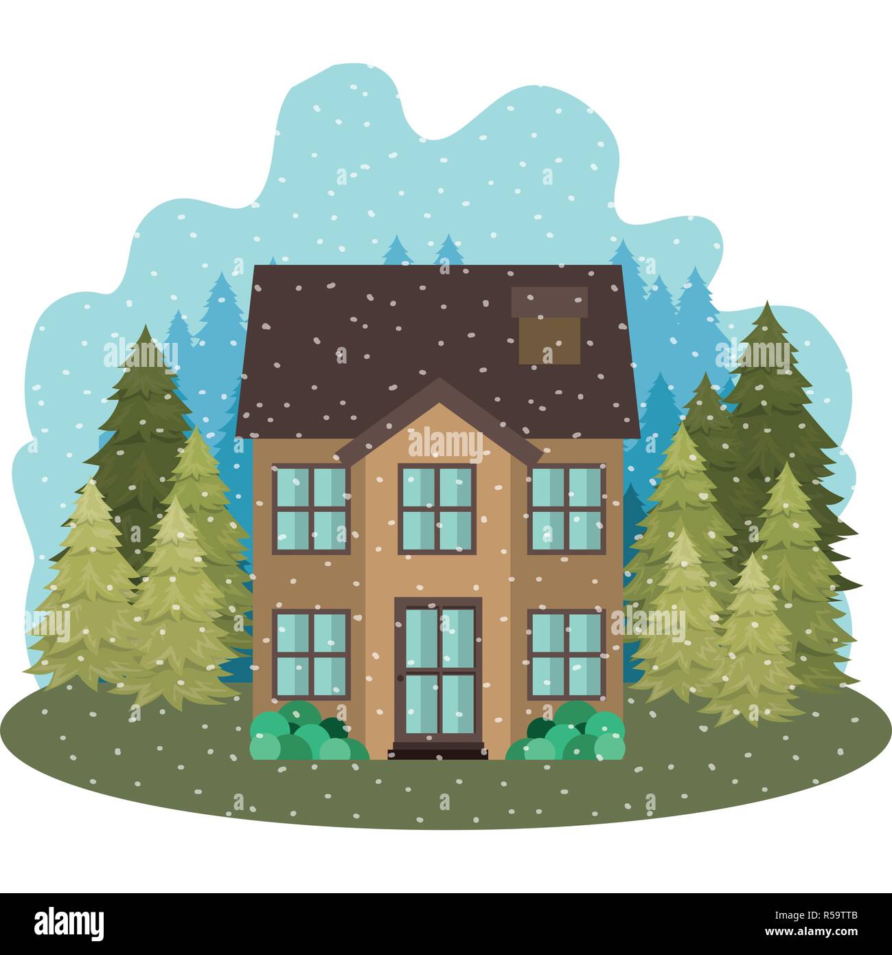 Snow falling home exterior Stock Vector Images - Alamy