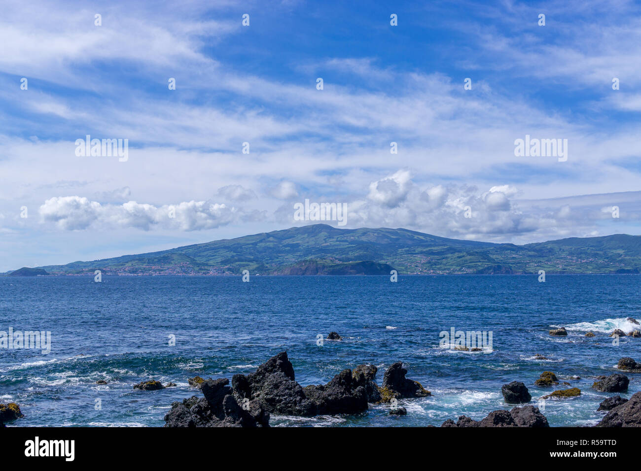 Faial island as seen from Pico island, Azores, Portugal Stock Photo - Alamy