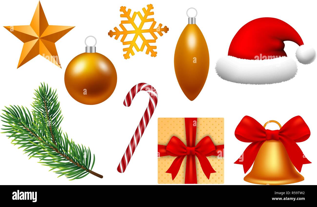 Happy xmas icon set. Realistic set of happy xmas vector icons for web ...