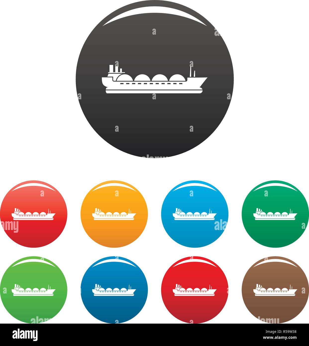 Petrol tanker ship icons set 9 color vector isolated on white for any ...