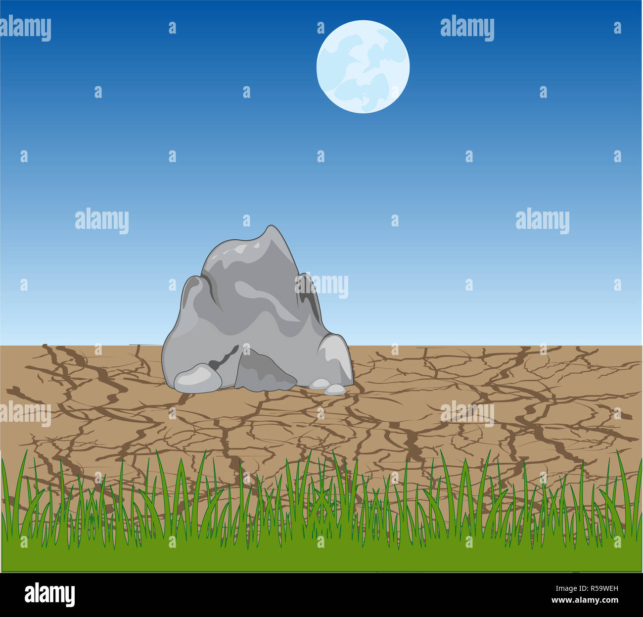 Lifeless desert in the night Stock Photo - Alamy
