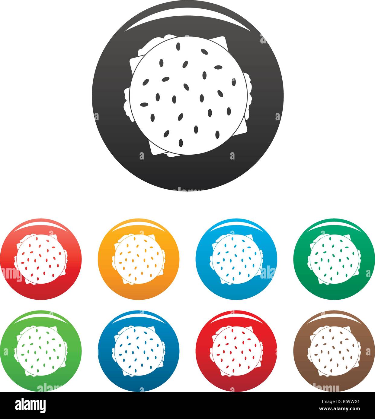 Top view hamburger icons set 9 color vector isolated on white for any ...