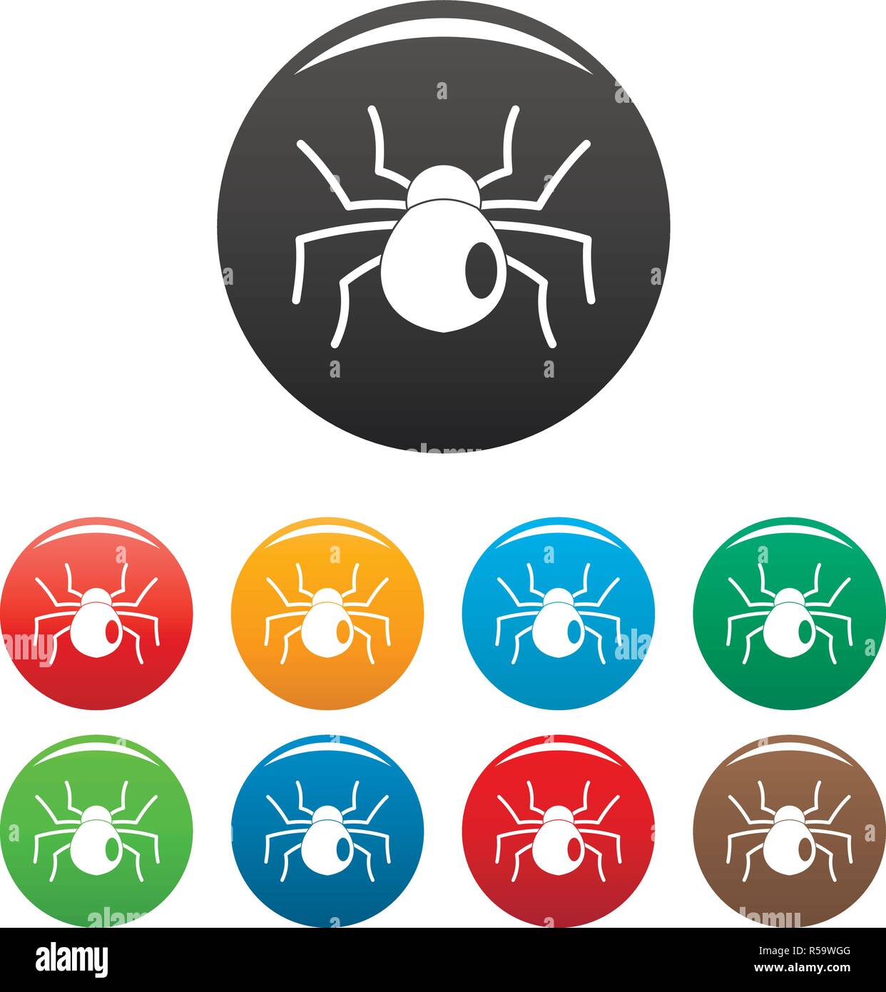 Female mouse spider icons set 9 color vector isolated on white for any ...