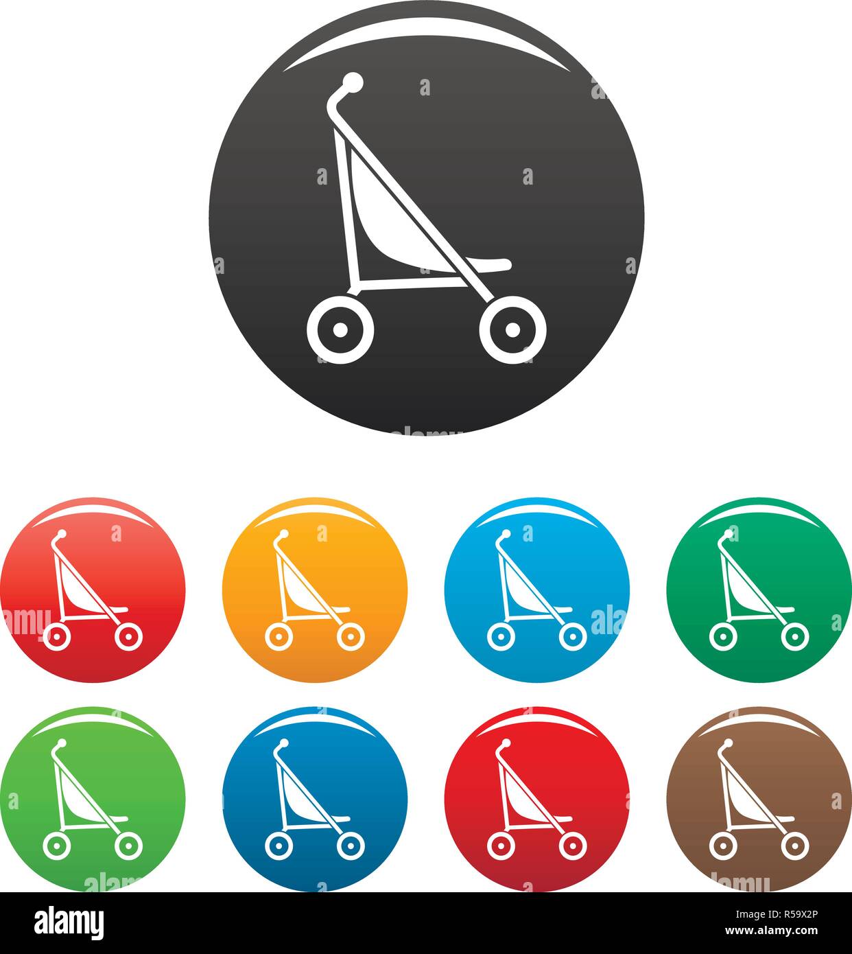 Little pram icons set 9 color vector isolated on white for any design ...