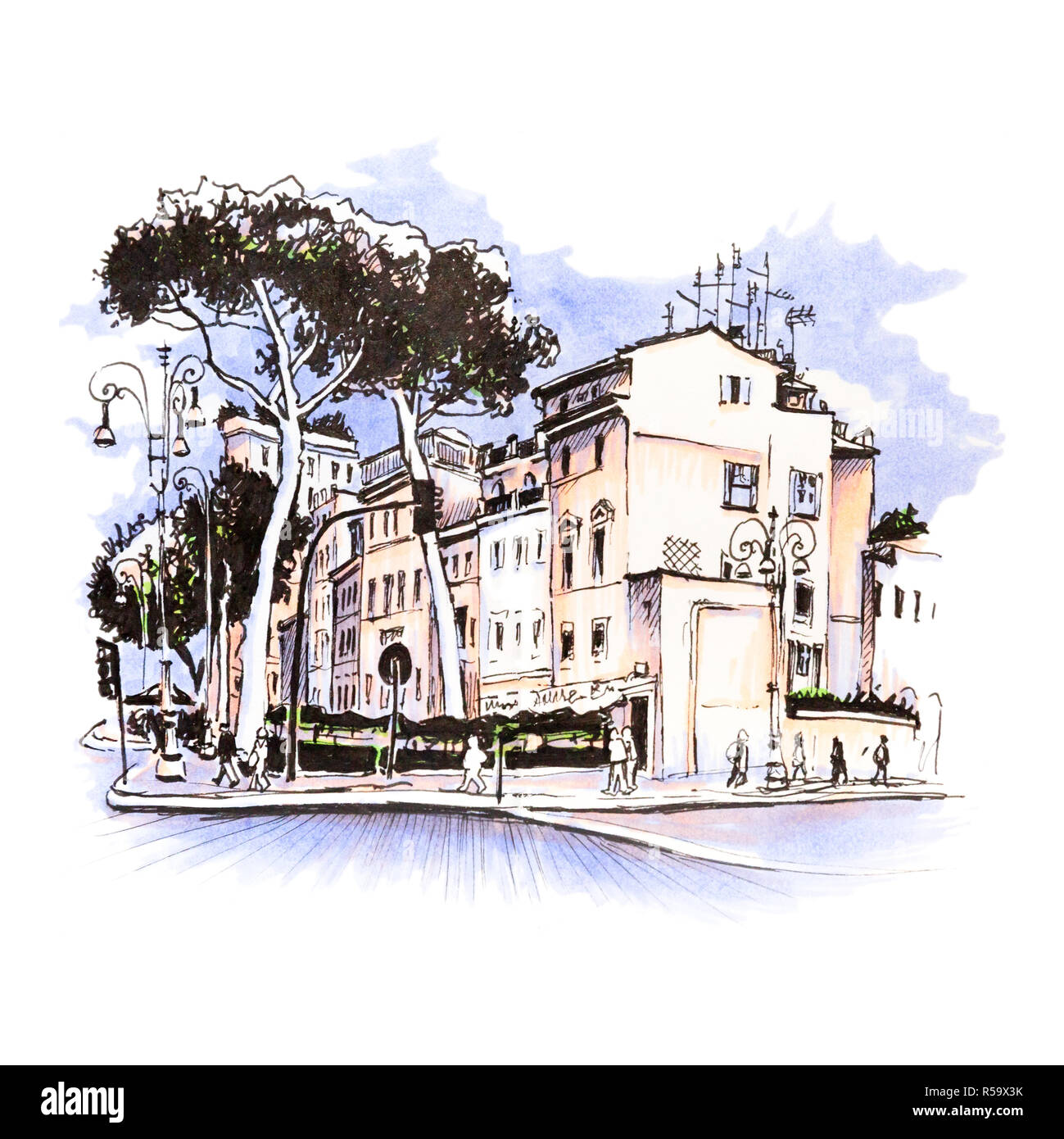 Ancient roman road drawing hi-res stock photography and images - Alamy