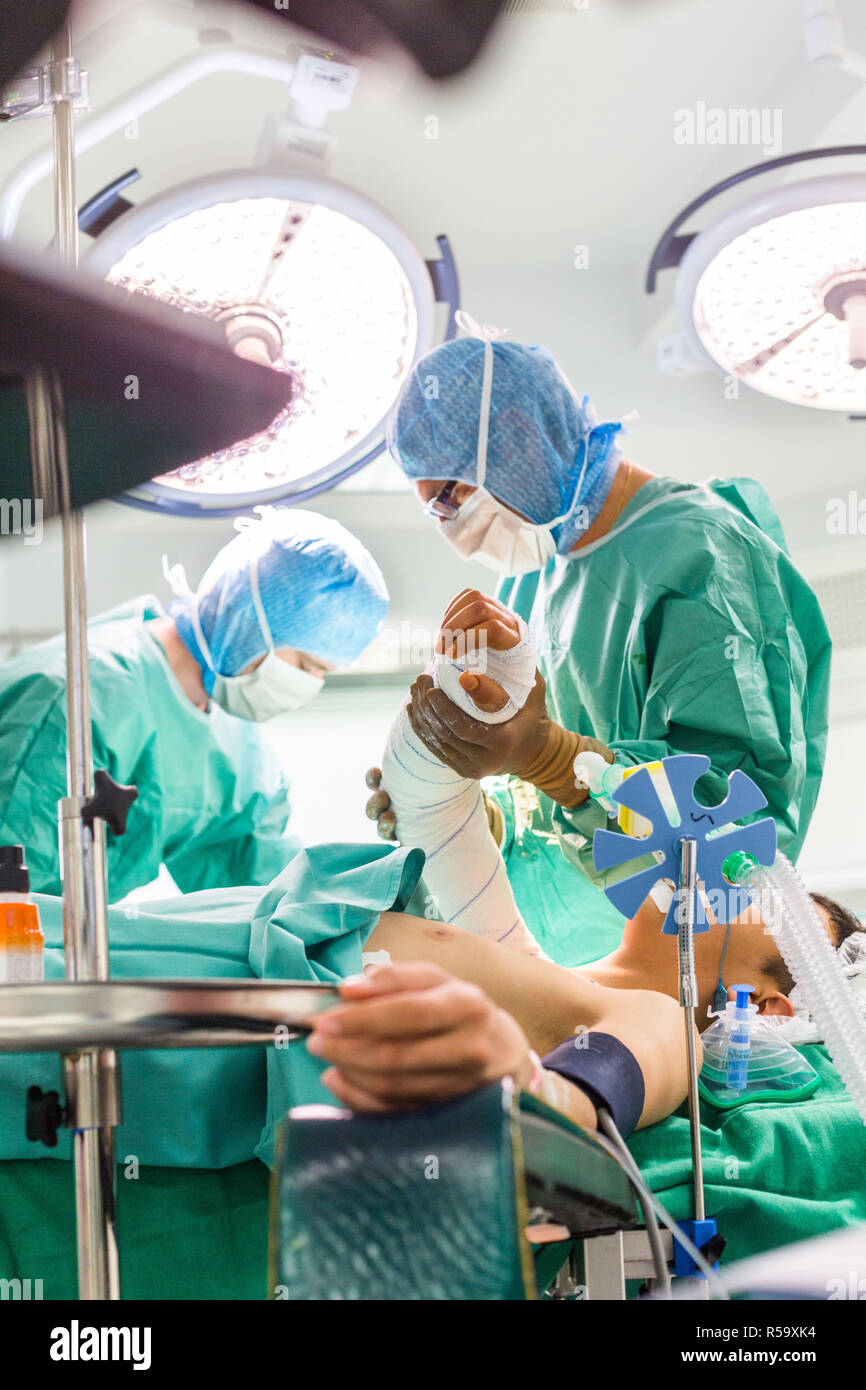 Laying of band-aid after Open Reduction and Internal Fixation (ORIF) of ...