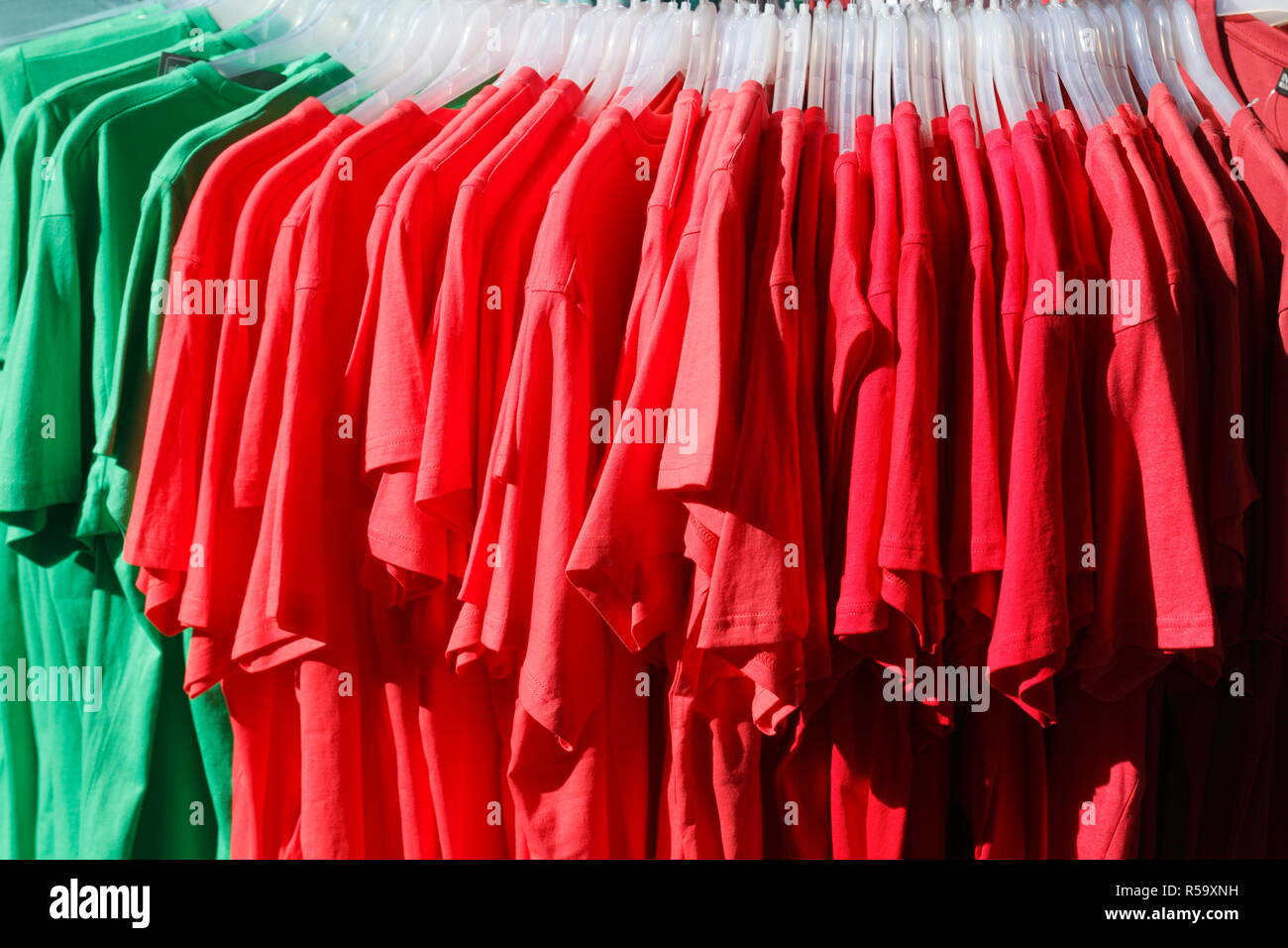 Clothes on hangers textiles hi-res stock photography and images - Alamy