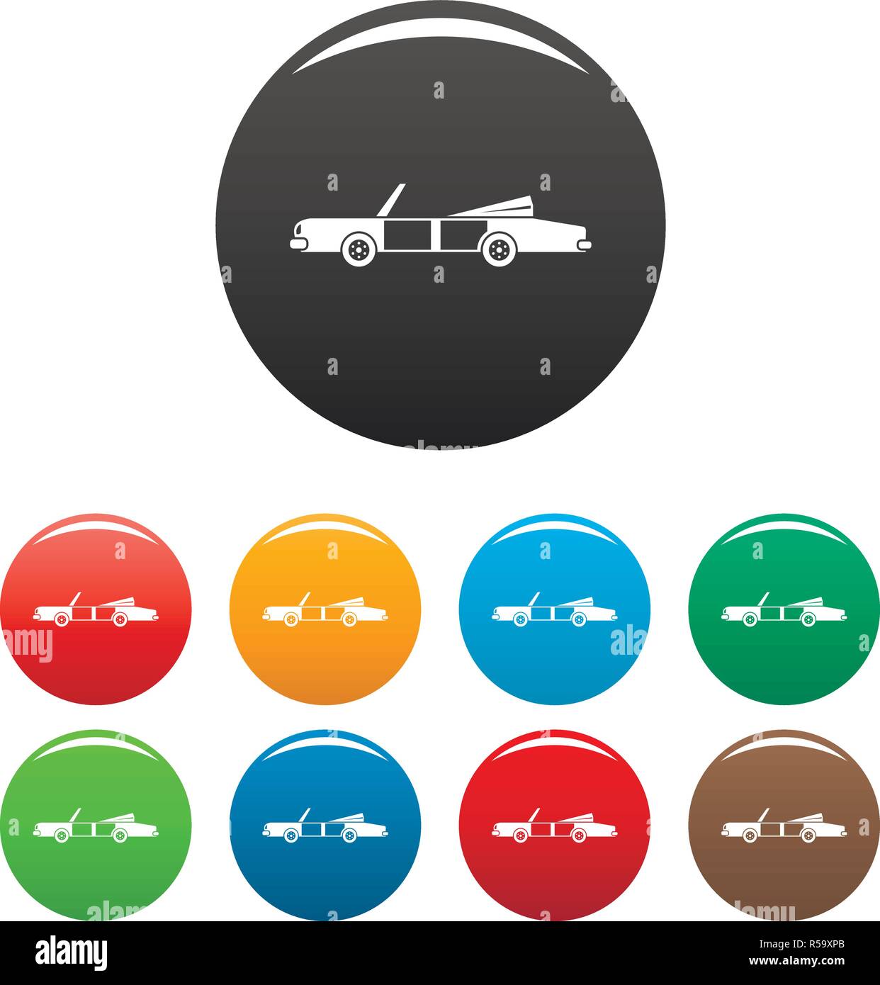 Rap american car icons set 9 color vector isolated on white for any ...