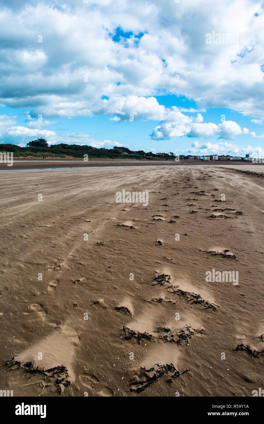 Wind swept beach Burnham on Sea Stock Photo - Alamy
