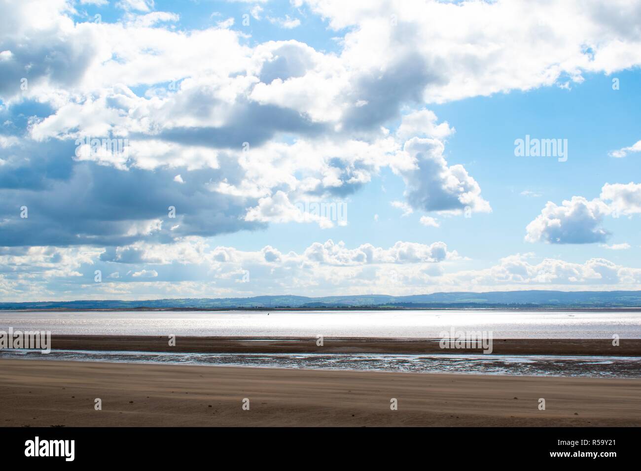 Wind swept beach Burnham on Sea Stock Photo - Alamy
