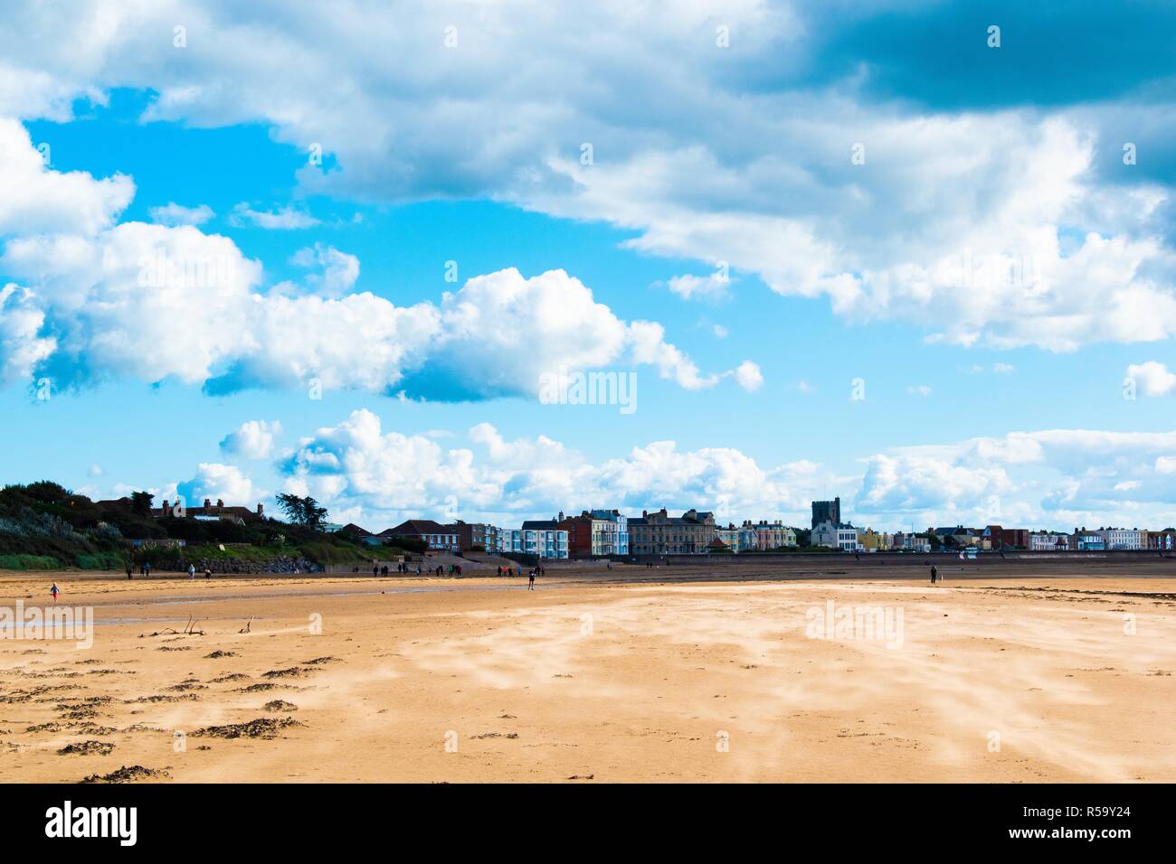 Wind swept beach Burnham on Sea Stock Photo - Alamy