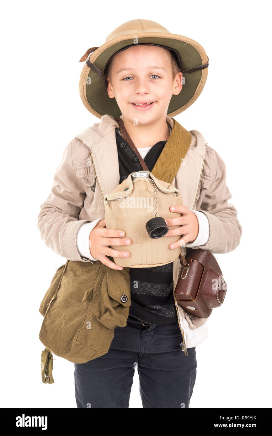Boy in safari costume Stock Photo - Alamy