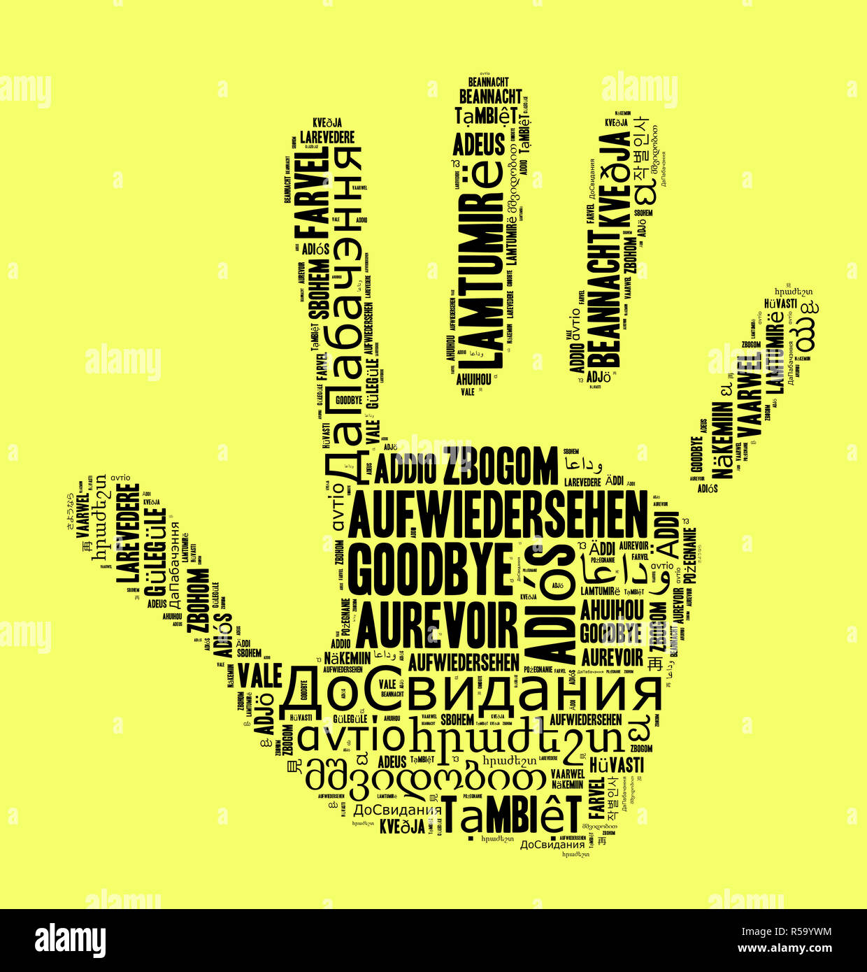 Goodbye in different languages hi-res stock photography and images - Alamy