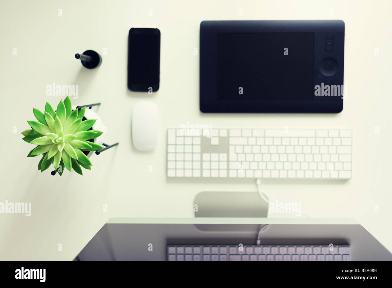 Designer Workspace Minimalistic Home Office Blank Screen Desktop