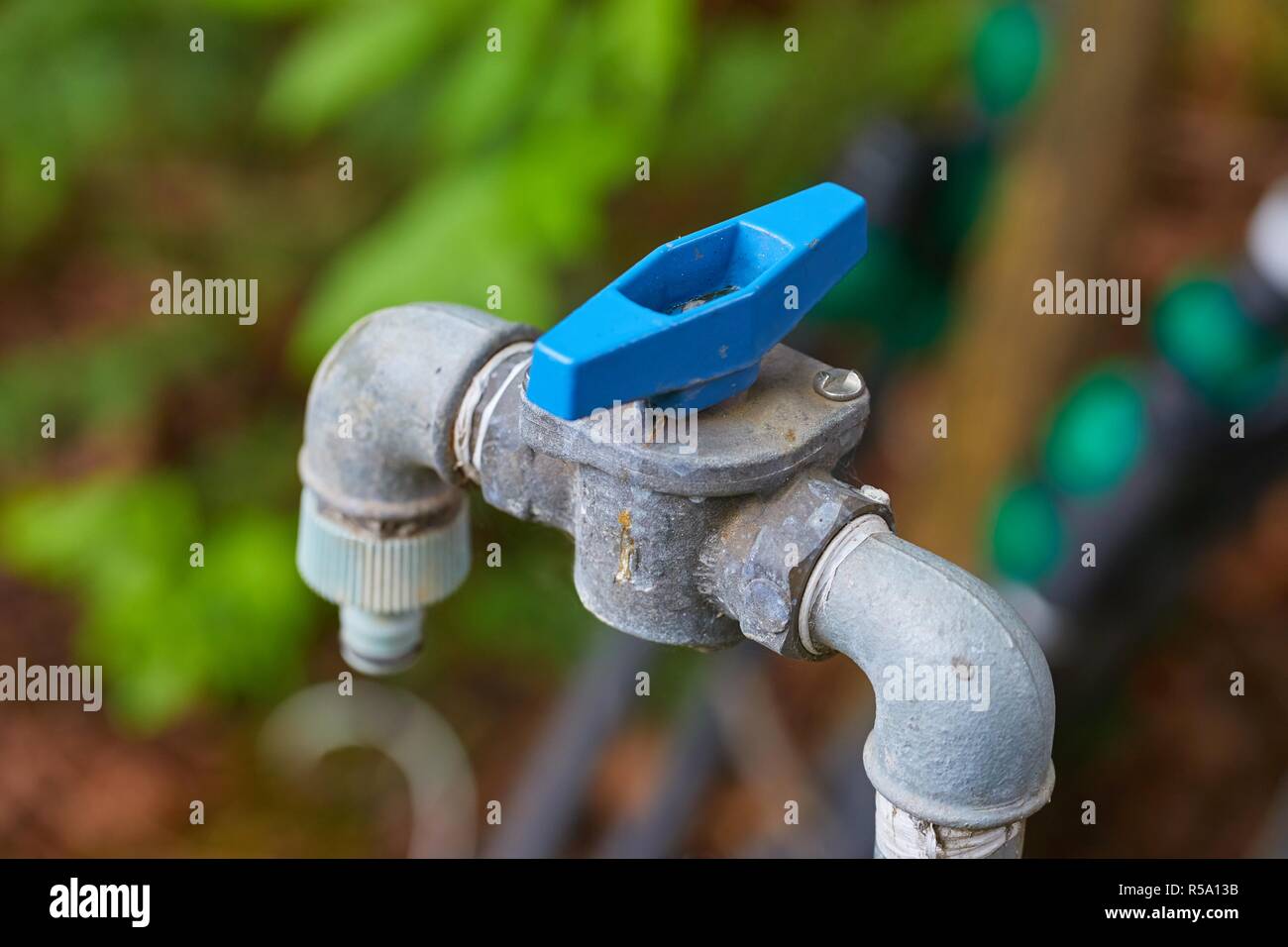 Garden water tap Stock Photo - Alamy