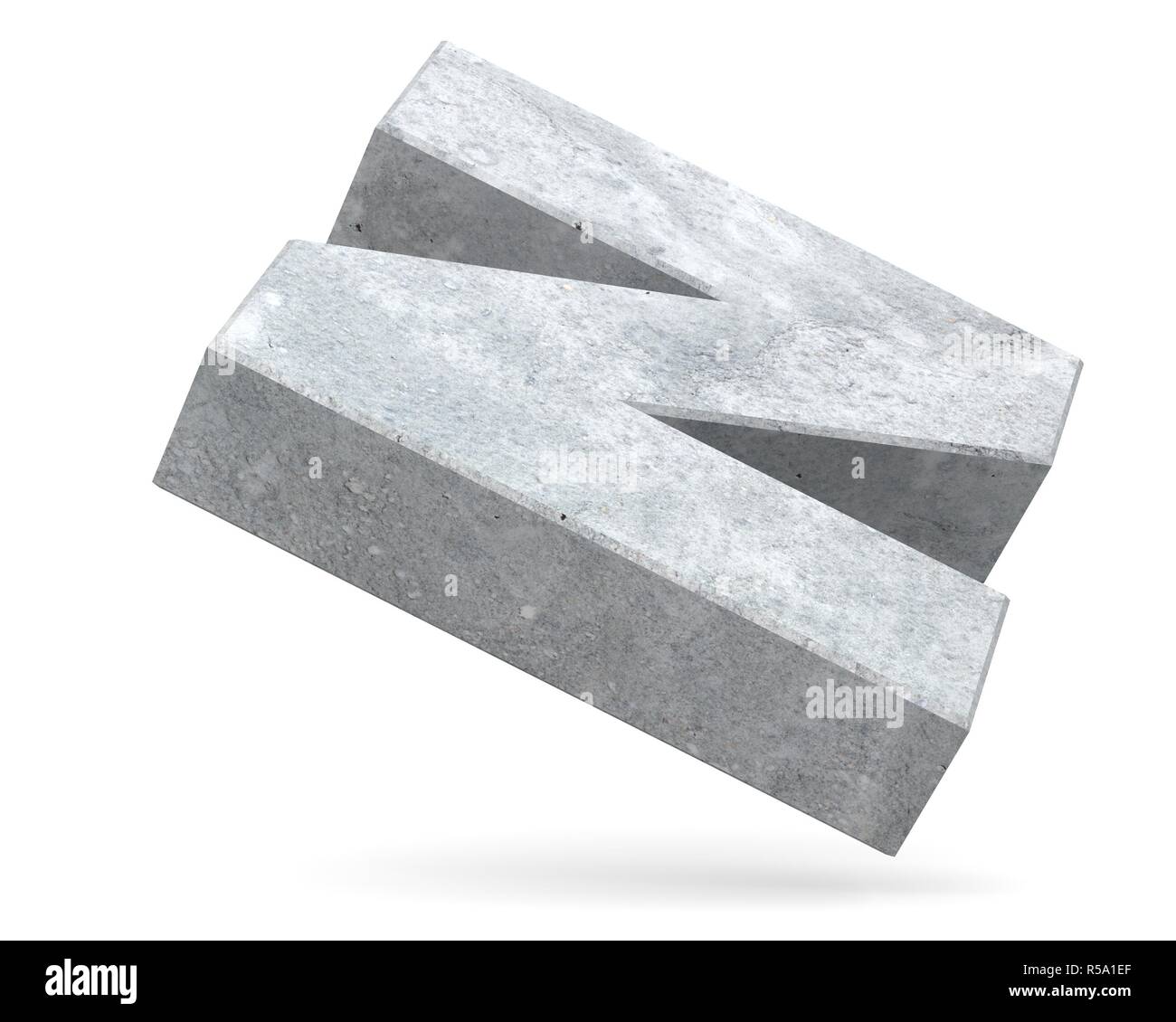 Concrete Capital Letter - N isolated on white background . 3D render ...