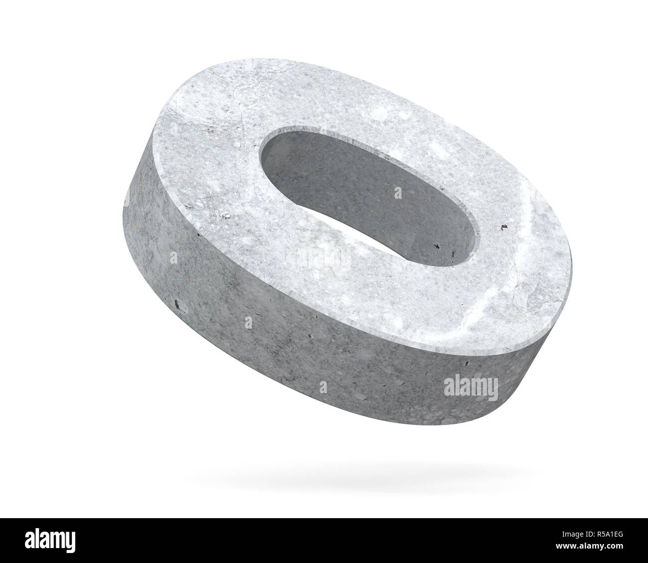 Concrete Capital Letter - O isolated on white background . 3D render ...