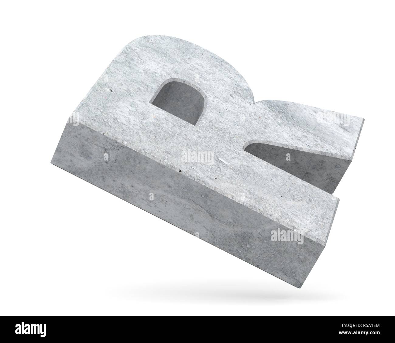 Concrete Capital Letter - R isolated on white background . 3D render ...
