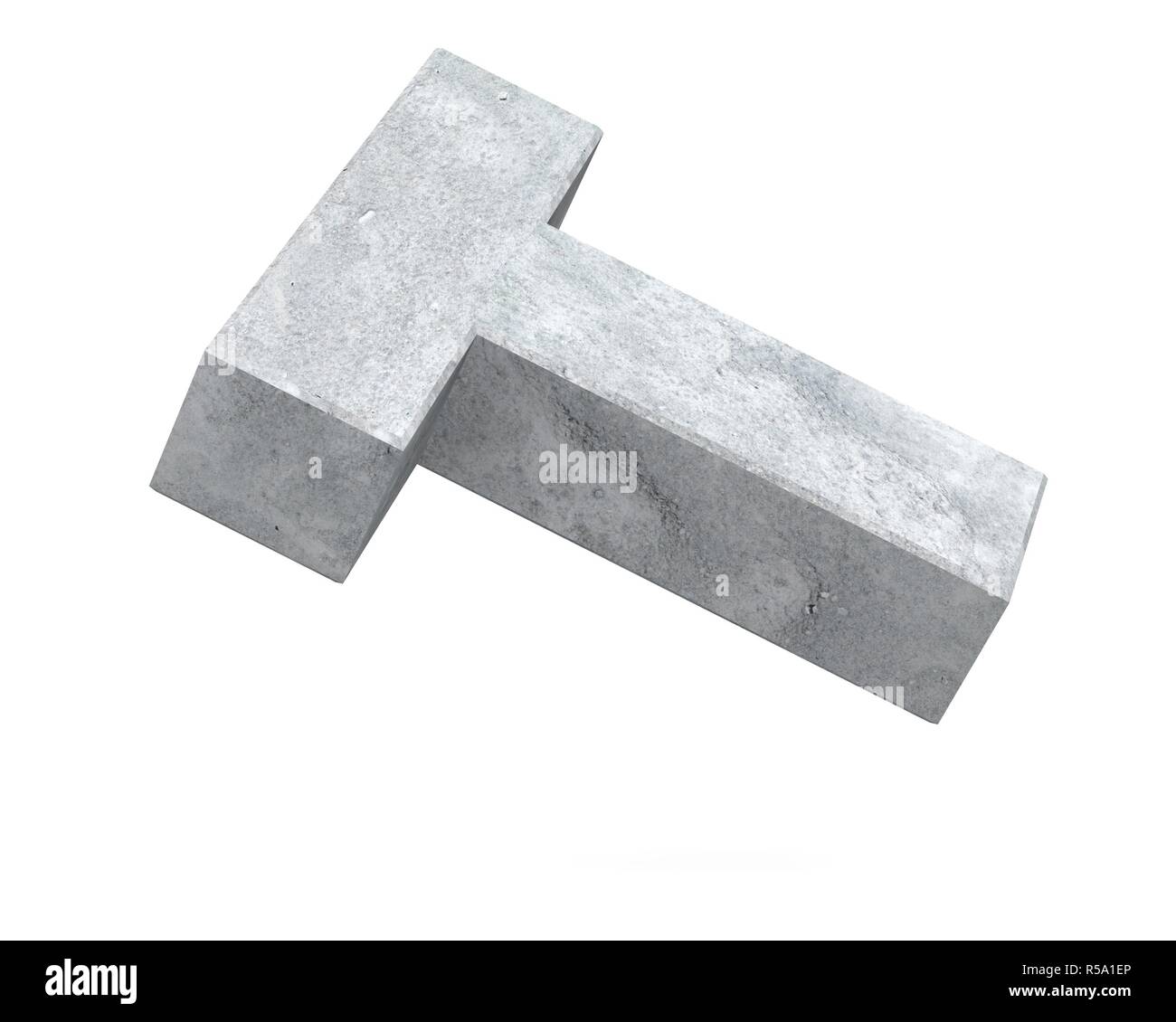 Concrete Capital Letter - T isolated on white background . 3D render ...