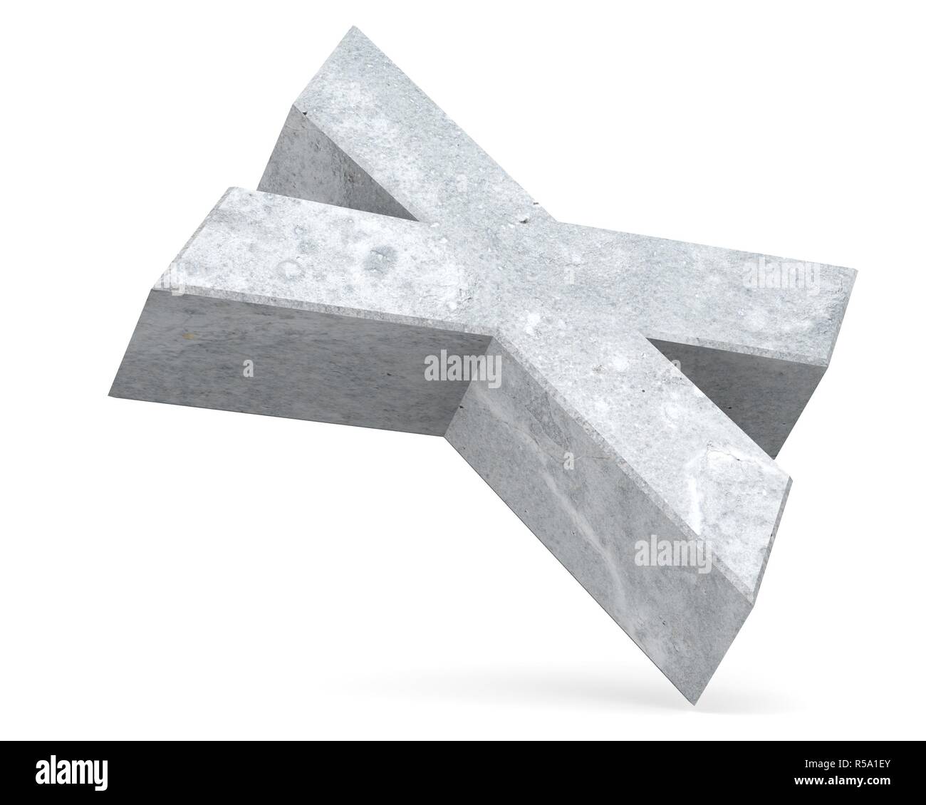 Concrete Capital Letter - X isolated on white background . 3D render ...
