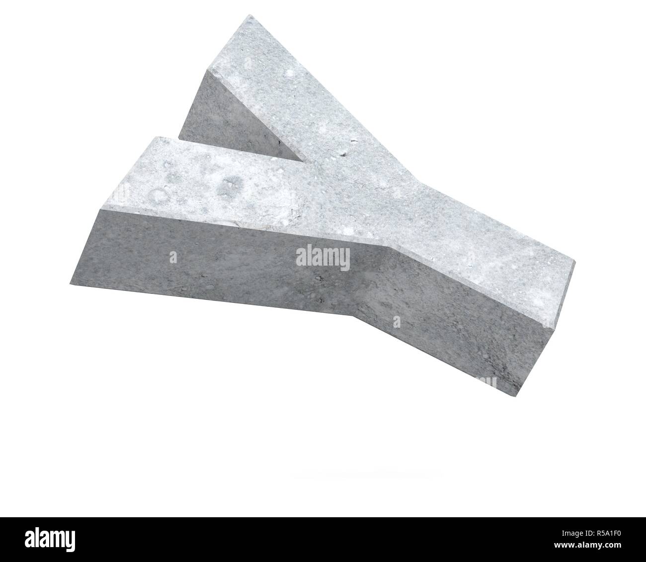 Concrete Capital Letter - Y isolated on white background . 3D render ...