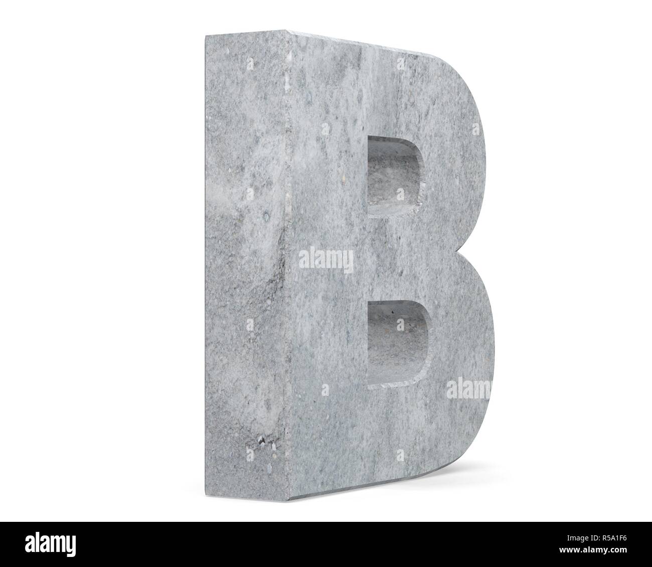 Concrete Capital Letter - B isolated on white background . 3D render ...