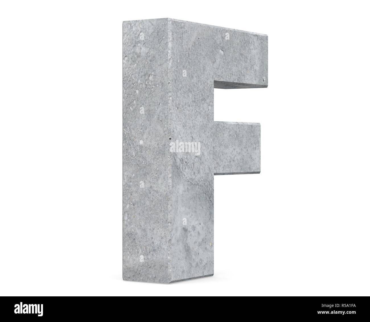 Concrete Capital Letter - F isolated on white background . 3D render ...