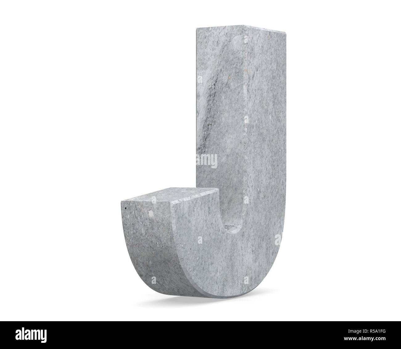 Concrete Capital Letter - J isolated on white background . 3D render ...