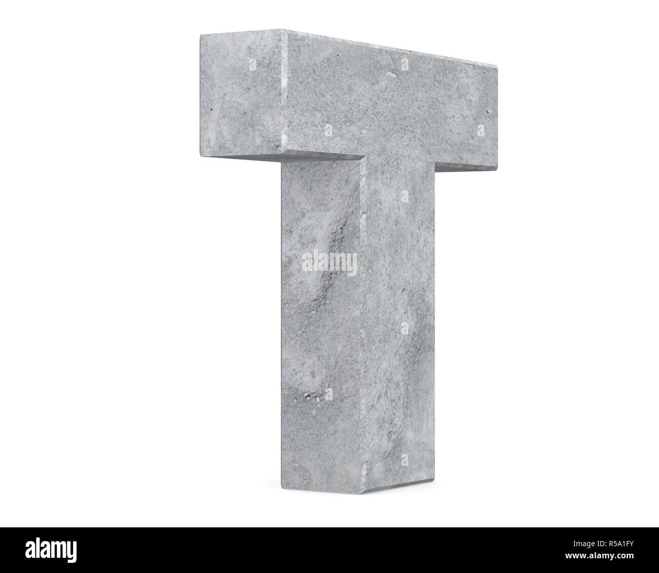 Concrete Capital Letter - T isolated on white background . 3D render ...